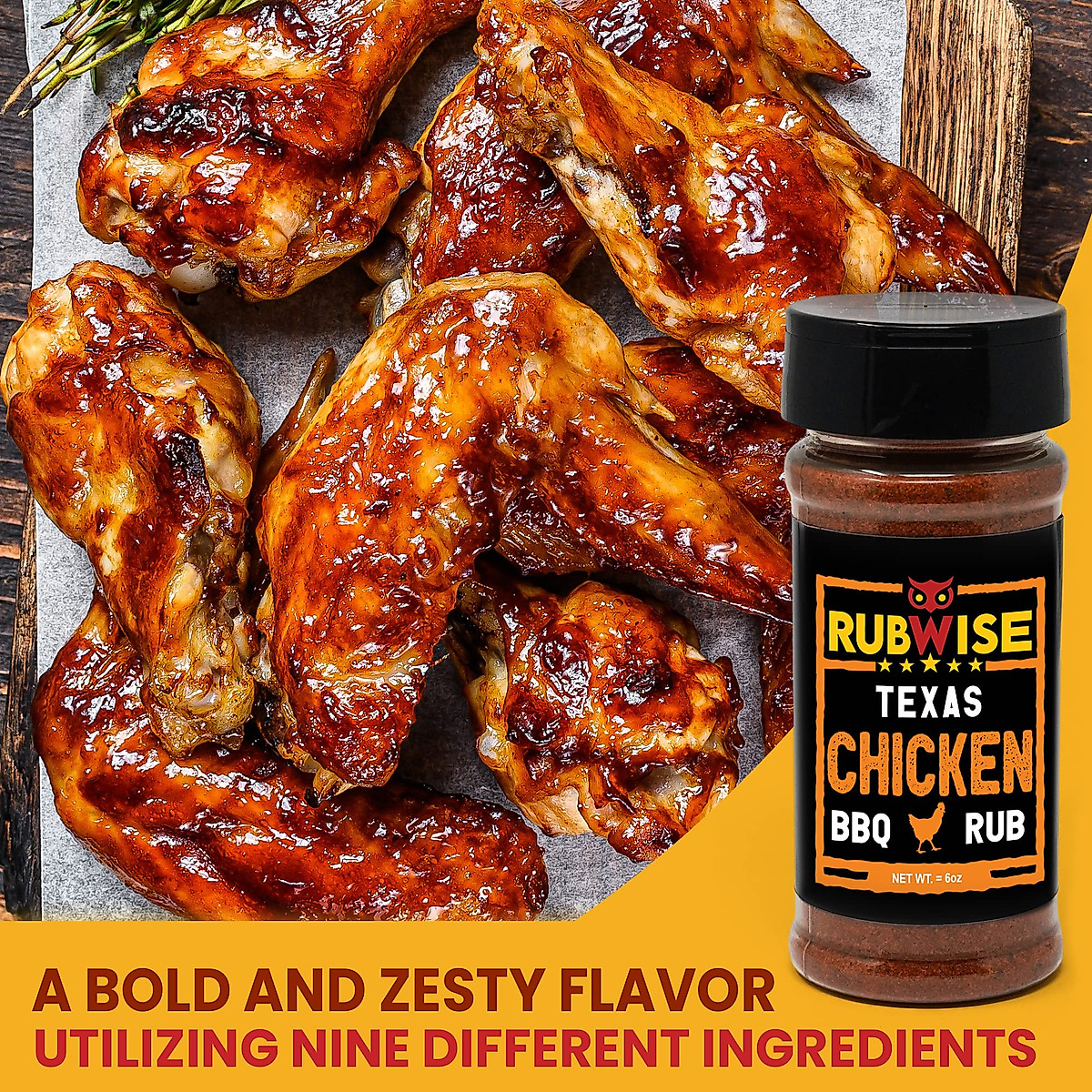 RubWise Texas Style BBQ Chicken Rub (1lb) | Premium Texan BBQ Rubs and Spices for Smoking and Grilling | Great for Chicken, Turkey, Duck, and Seafood |Poultry & Meat Seasoning Spice Dry Rub (No MSG)
