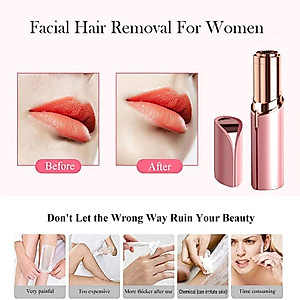 Facial Hair Removal for Women Painless Hair Remover, Waterproof Shaver Razor Hair Remover with LED Light for Face Bikini Peach Fuzz Upper Mustache Lip Chin (rose gold)