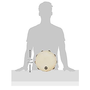 CP379 10" Wood Tambourine, Headed, Single Row Jingles