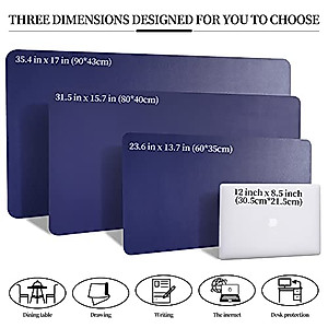 Yikda Dual-Sided Leather Mouse pad Desk mat, PU Leather Desk pad Large Mouse pad, Waterproof Desk Mat for Desktop （31"x15.7" Blue/Blue)