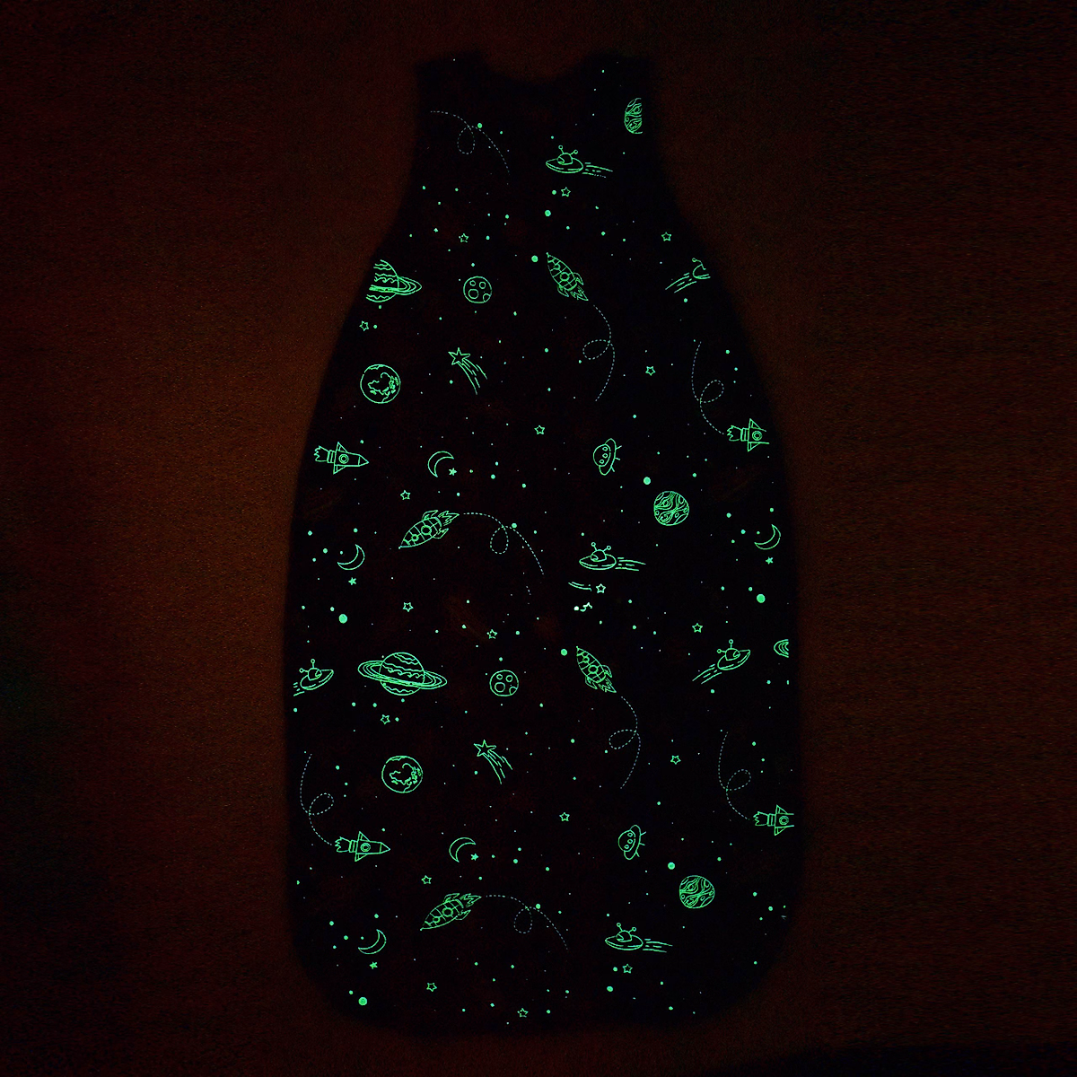 Woolino 4 Season Toddler Sleeping Bag, Merino Wool and Organic Cotton Baby Sleep Bag Sack, 2-4 Years, Space (Glow In The Dark)