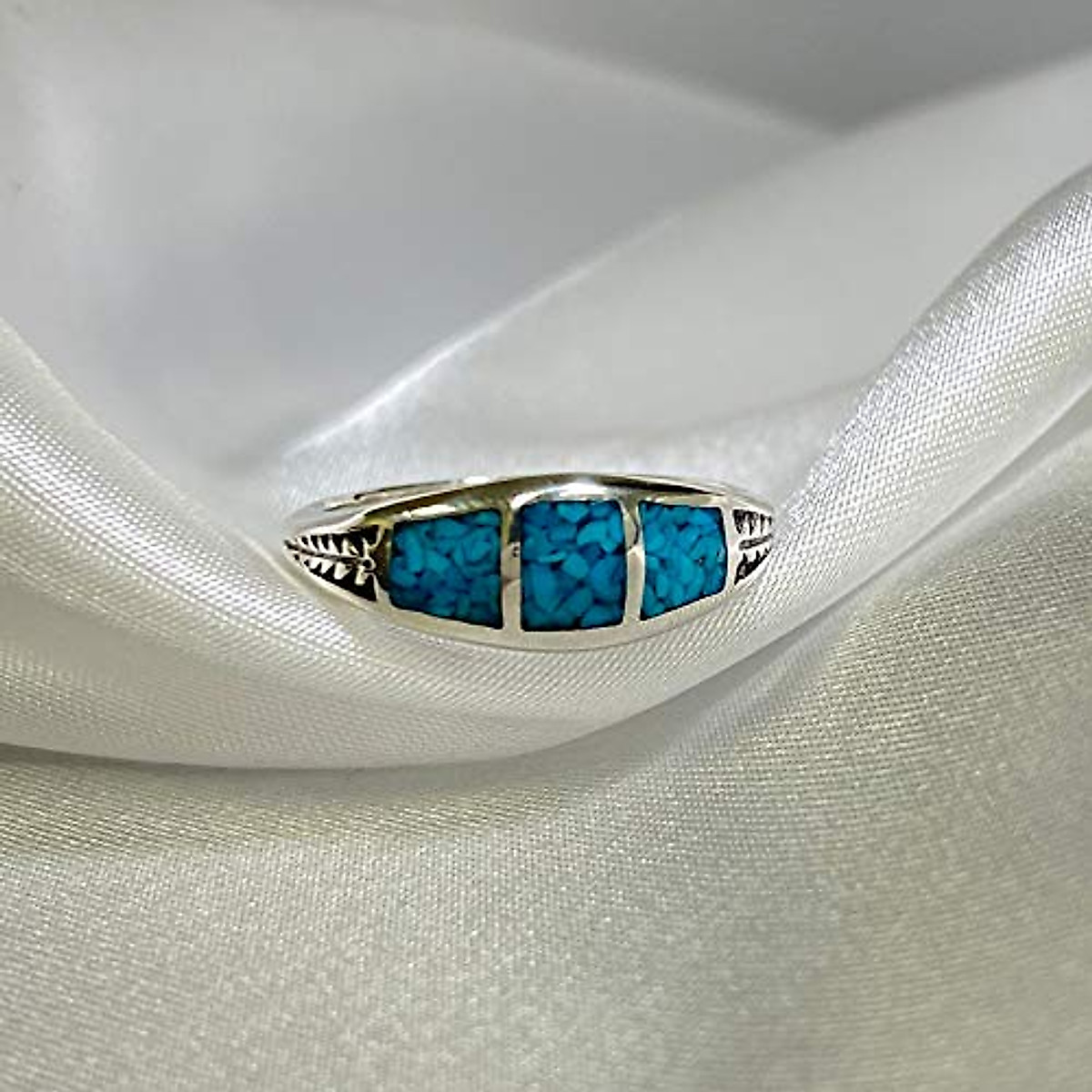 Southwestern Style Turquoise Gemstone 925 Sterling Silver Ring for Women Size 9