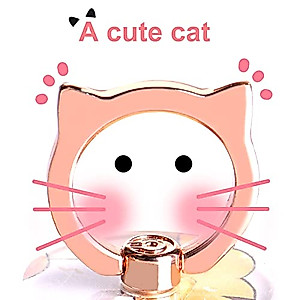 Cat Phone Ring Holder - EI Sonador Clear Cell Phone Ring Holder Transparent Stand Finger Grip (1 Silver + 1 Rose Gold Cat)