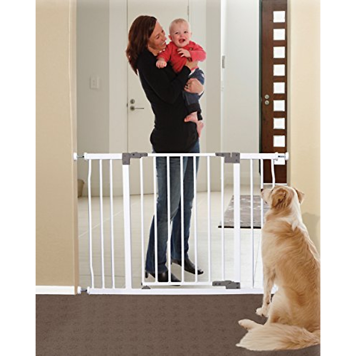 Dreambaby Liberty Extra-Wide Baby Safety Gate- with Smart Stay Open Feature - Fits Openings 39-42.5 inches Wide - White - Model L867