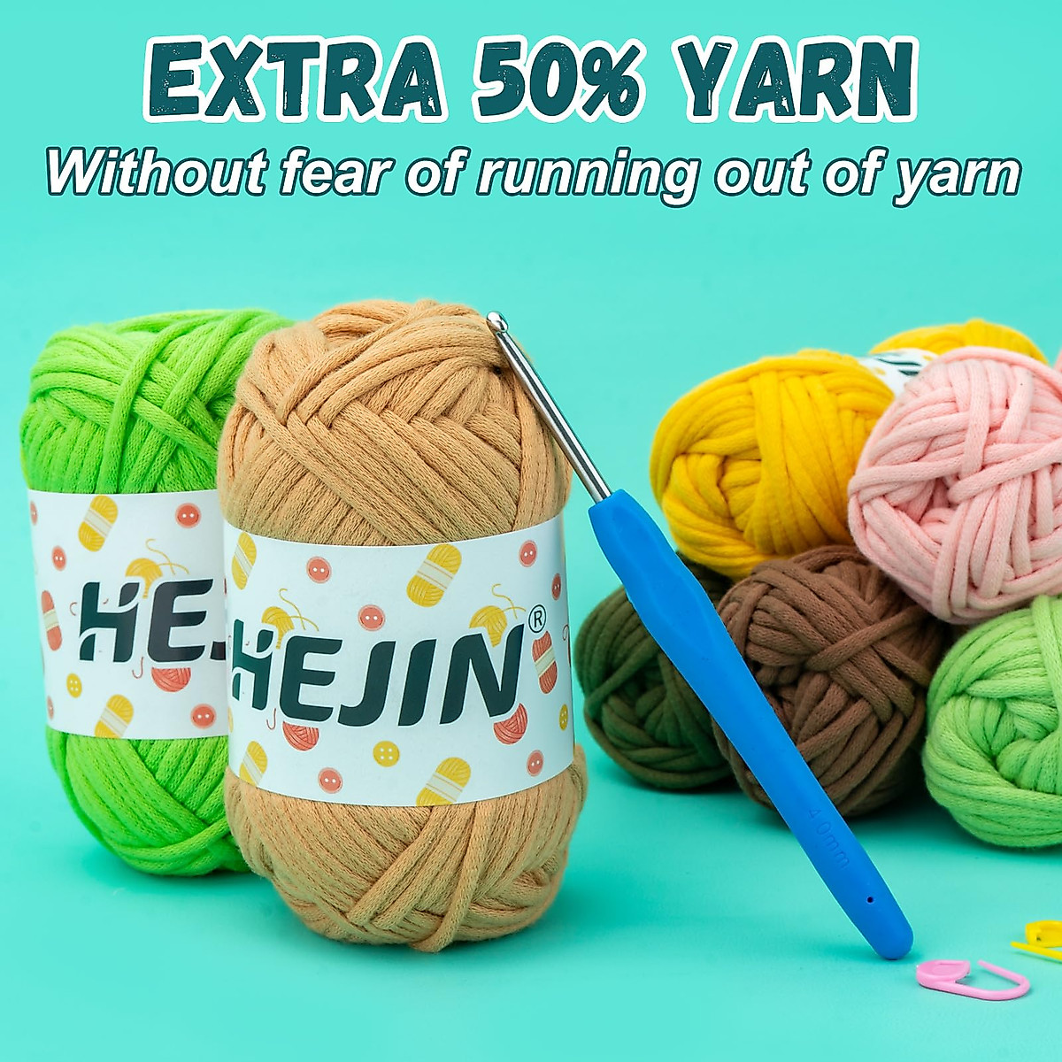 HEJIN Crochet Kit for Beginners, 5PCS Crochet Plant Kit for Adults Kids-Amigurumi Crochet Kit include Every Tool, Videos Tutorials, Crochet Starter Kit Learn to Crochet Kit Gift for Birthday, Easter