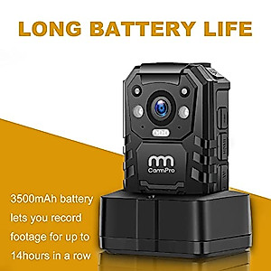 CammPro I826 1440P HD Police Body Camera,64G Memory,Waterproof Body Worn Camera,Premium Portable Body Camera with Audio Recording Wearable,Night Vision,GPS for Law Enforcement (I826 Pro 64G)