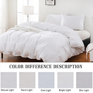 Overket 100% Organic Cotton Duvet Cover Queen Size Luxury 400 Thread Count Duvet Cover Queen Size Sateen Comforter Cover Soft and Breathable Cooling Bedding Set 3 Piece（White;Queen）