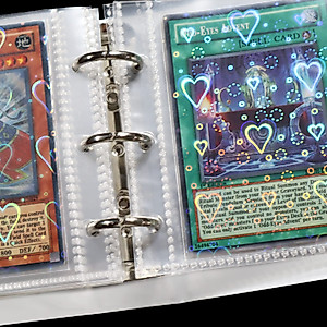 100PCS Holographic Card Sleeves for Japanese Sized Cards YGO Card Protectors (61x88mm, Hearts)