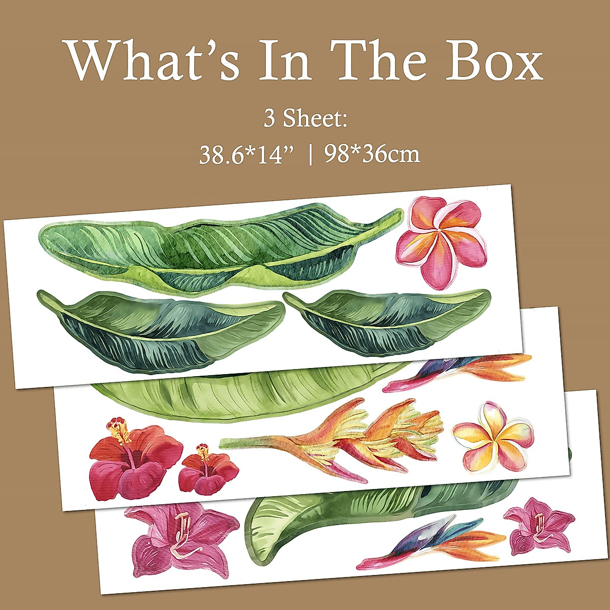 Giant Tropical Flower Palm Leaf Wall Stickers - Tropical Green Leaves Wall Decals Peel and Stick Vinyl Monstera Wall Decal Rainforest Jungle Room Decor Decals - Banana Leaf Wall Decals