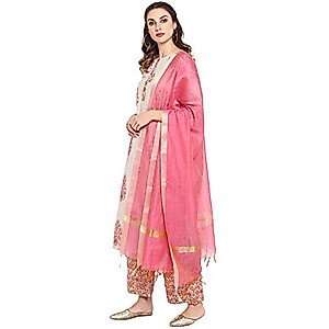 Janasya Indian Women's Multicolor Pure Cotton Kurta with Palazzo and Dupatta(SET172-KR-PP-XXL)