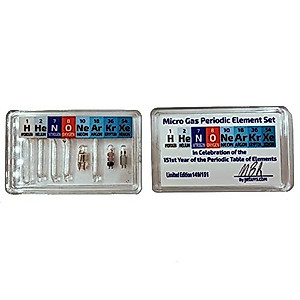 Micro Gas Periodic Element Set, Hydrogen, Helium, Nitrogen, Oxygen, Neon, Argon, Krypton, Xenon, Limited Edition Set, Great for Collections, Displays, Education and Gifts