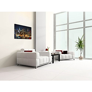 Picanova Illuminated Manhattan New York 100 x 50 cm - Premium Canvas Print - Art Print on 2 cm Wooden Stretcher Frame for Bedroom and Living Room Print on Canvas, Multi-Colour