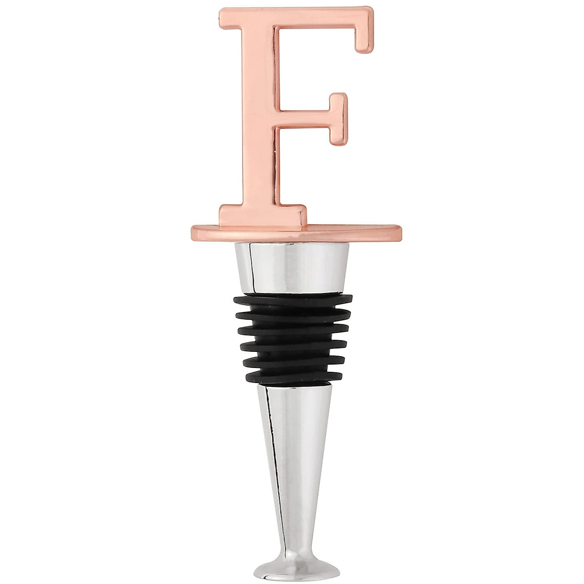 Wine Stoppers, 1 Pack Reusable Wine Bottle Stoppers Stainless Steel Letter Wine Stopper - Food Grade Silicone Material Decorative Wine Cork Saver Sealer Plug (Letters-O)