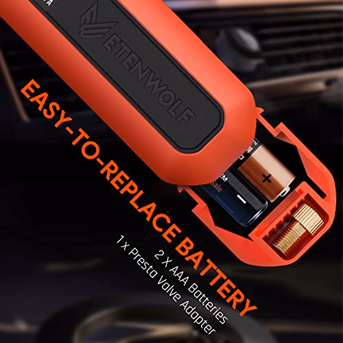 ETENWOLF Digital Tire Pressure Gauge 3-200 PSI, Industrial Tire Gauge Calibrated to ANSI B40.7 Grade 2A(±0.5%), Replaceable AAA Batteries with Presta Valve Adaptor, Dark Cyan