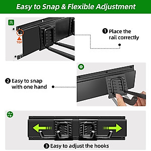 PIYILO Garage Organization, Garage Wall Organizer with 48 inches Rails and 6 Hooks, Tool Organizers Heavy Duty, Shovel Holder Wall Mount Max Load 360 LBS, Sturdy Garden Tool Rack for Folding Chairs