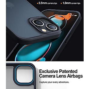 TORRAS Shockproof Designed for iPhone 14 Plus Case [Military Grade Drop Tested] Shockproof Protective Black Hard Back Slim Translucent Case for iPhone 14 Plus 6.7 Inch, Frosted Black-Guardian Series