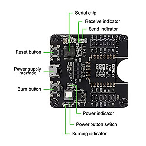 DORHEA ESP8266 Code Burner Firmware Downloader Flash Download Tool Test Board + 5PCS ESP-12F ESP12F WiFi Module Compatible with Wireless Transmission Serial Transceiver Receiver