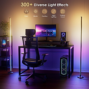 YIKBIK 2PCS RGB Floor Lamp, Bluetooth APP and Remote Control 65" Smart Modern Standing Lamp Music Sync 16 Million DIY Colors Changing LED Floor Lamp with Heavy Base for LivingRoom Bedroom GameRoom