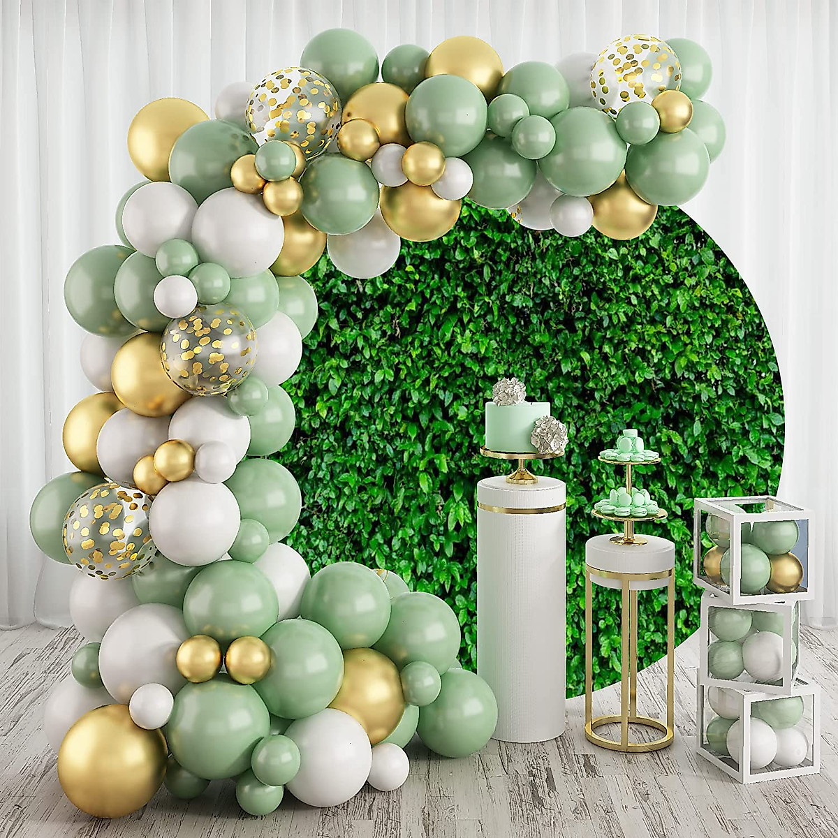 Leowefowa Greenery Round Backdrop Cover Green Leaves Round Backdrop 7.2ft Grass Backdrop Wall Circle Backdrop Stand Cover Safari Baby Shower Bridal Shower Wedding Anniversary Party Supplies Photo Prop