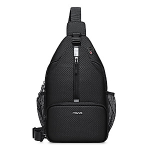 MOSISO Sling Backpack, Lightweight Crossbody Bag with Front Raised Pocket Chest Shoulder Travel Hiking Daypack Bag for Women Men, Black