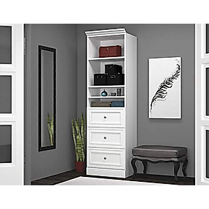 Bestar Versatile Shelving Unit with 3 Drawers in White, 25W