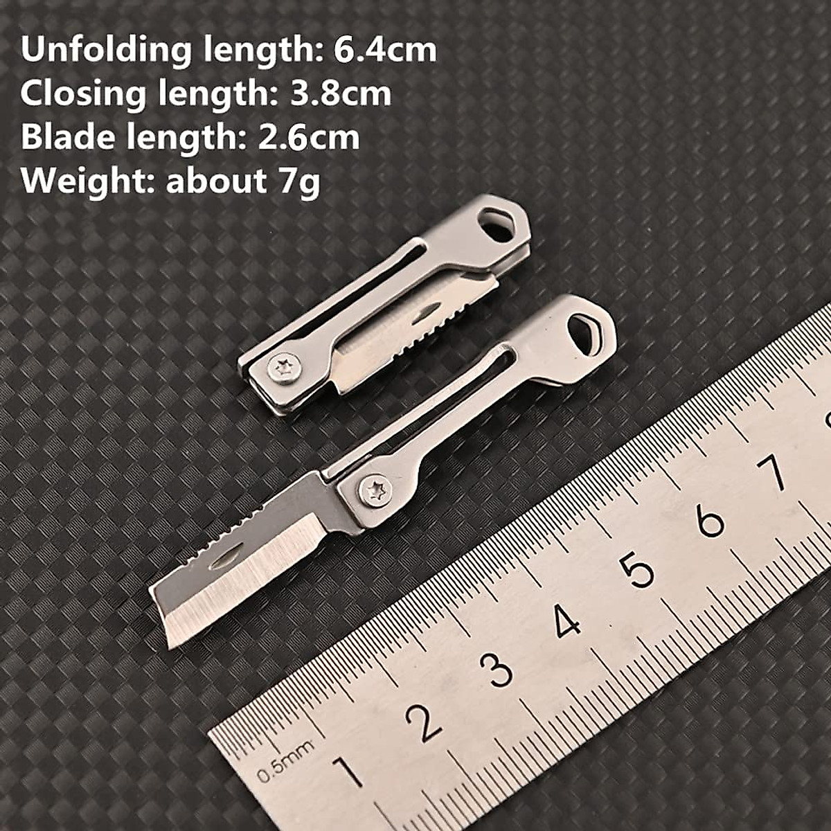 KUNSON Ultra Small Little Folding Keychain Stainless Steel Knife with 7Cr Stainless Steel Blade, Mini EDC Portable Knife, Ultra Lightweight and Compact