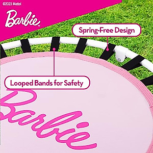 Barbie Hearts Mini Trampoline, Indoor Kids Trampoline for Toddlers with Handle, Featuring Barbie and Friends