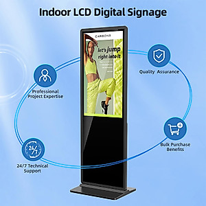JIYANG 65 Inch Digital Signage Display,Indoor Floor Standing TouchScreen Advertising Display Kiosk Android System,Commercial LCD Totem Support HDMI-in,Free Customization Stickers and CMS System(Black)