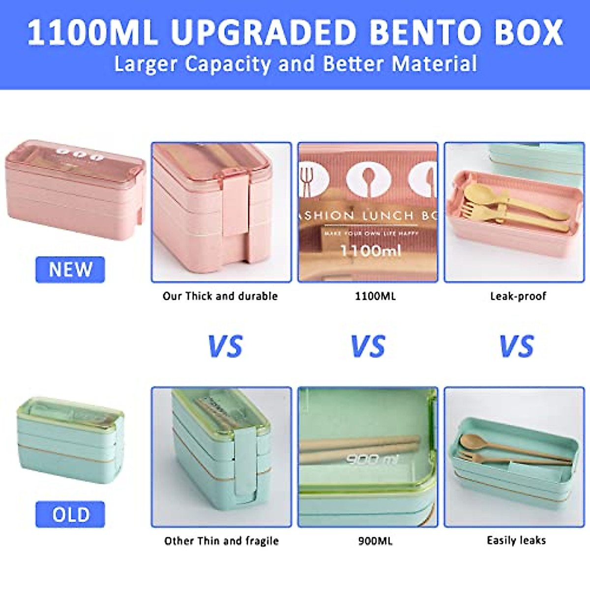 JSVSLTD 28pcs Bento Lunch Box Kit, 3 Layer Stackable Leakproof Lunch Container for Office Work Picnic (Pink)