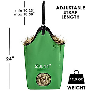 Premium Horse Slow Feed Hay Bag with Metal Snap Fastener and Heavy Adjustable Strap –