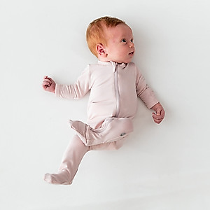 KYTE BABY Unisex Zipper Closure Footies, Rayon Made From Bamboo (6-12 Months, Blush)