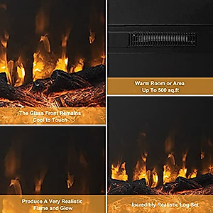 Electric Fireplace with Mantel, Tall Fire Place Heater Freestanding with Remote Control Timer LED Flame for Living Room Bedroom