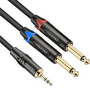 JOMLEY 1/8 Stereo to Dual 1/4 Mono Cable, 3.5mm TRS to Dual 1/4" TS Stereo Breakout Cable - 3.3ft