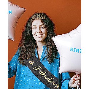 50th Birthday Decorations for Women，Gold 50 Birthday Crown Tiara ，Cake Topper, Birthday Sash with Peal Pin and Birthday Candles Kit,50th Birthday Gifts for Women