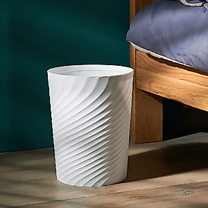 HOLTPHILI Small Bathroom Trash Can 1.8 Gallon Wastebasket Recycling Bin for Bedroom Office Kitchen (Black White, 2 Pack)