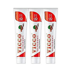 Vicco Vajradanti Herbal Toothpaste 18 Herbs and Barks - Pack of 3 (100g) - Specially Packed and Exported by Behal International