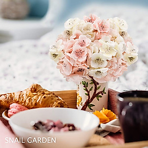 SNAIL GARDEN 24Pcs Artificial Hydrangea, 2 Colors Single Real Touch Hydrangea with Stem-Silk Bouquet with 1 Greeting Card for Wedding Party, Home Office Table Arrangements, Festival Gift(White & Pink)