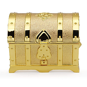 AVESON Rectangle Vintage Metal Treasure Chest Trinket Jewelry Box Gift Box Ring Case for Girls Ladies Women, Small, Gold