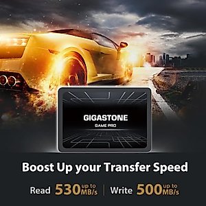 Gigastone SATA SSD 512GB (2-Pack) 2.5 inch SSD 530MB/s Upgrade Laptop PC Memory and Storage PS4 HDD Replacement 2.5" Internal Solid State Hard Drives SATA III SLC Cache 3D NAND Game Pro Performance