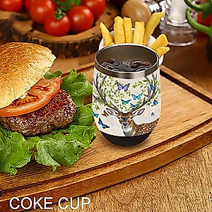 OPTKSNCU 304 Stainless Steel Insulated Cup with Lid, Antlered Butterfly Print Durable, And Easy to Clean – Ideal for Home, Office, And Gift Giving