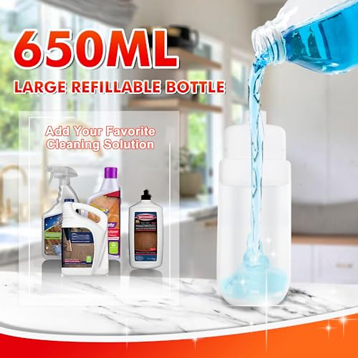 Spray Mop for Floor Cleaning, Dust Wet Mops for Floor Cleaning with 2 Washable Double-Sided Microfiber Pads, 650ML Refillable Bottle, Dry Wet Floor Mop for Hardwood Laminate and More Floors