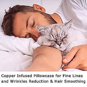 Pillowcase for Acne Prone Skin - Anti-Acne Copper Infused Bamboo Pillow Case 1pc, Hypoallergenic Vegan Silk Pillowcase Queen Size 20x30, Cooling Silky Satin Pillow Cases for Hair and Skin No Bacteria