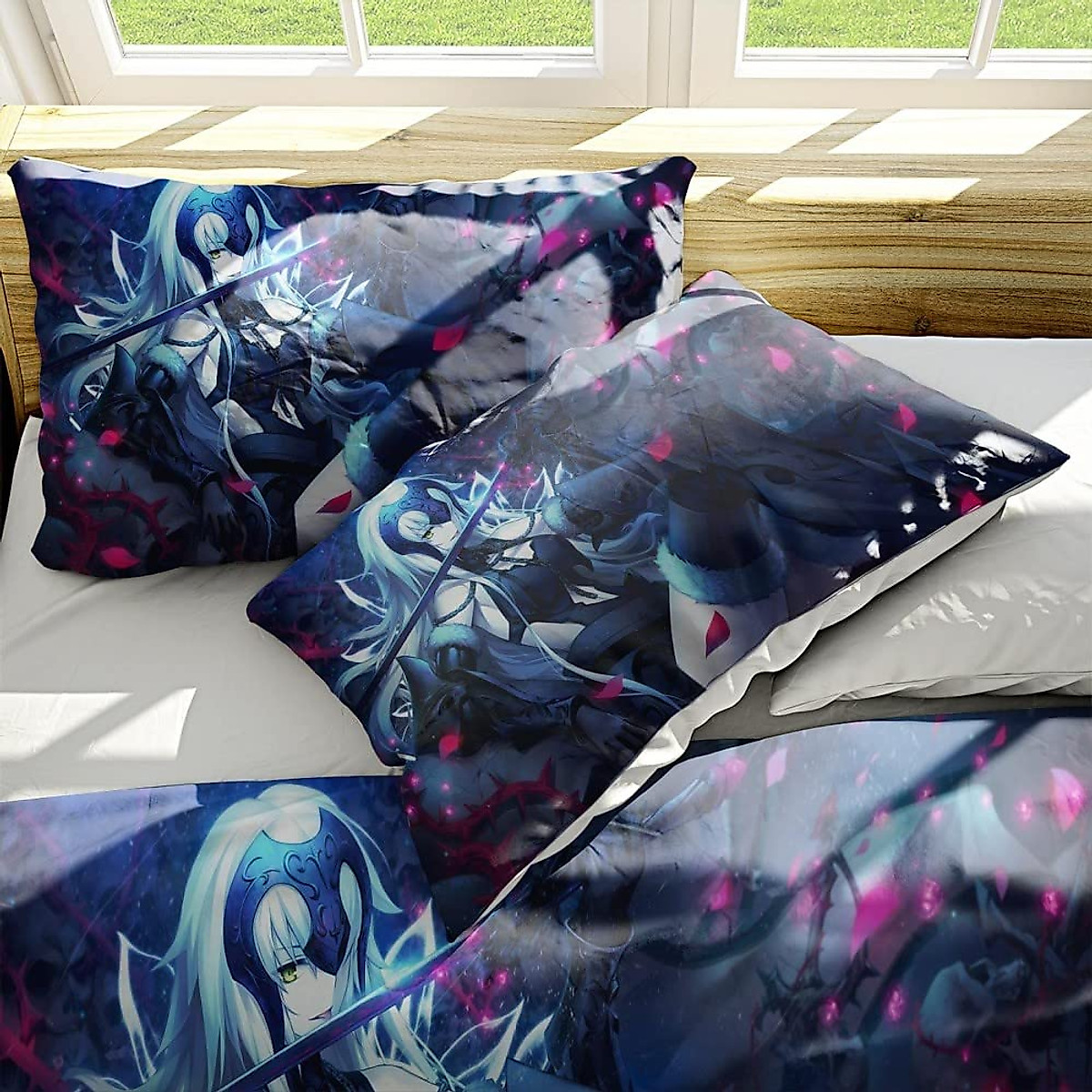 AKARDO Fate Grail War Anime Duvet Cover Soft 3D Printed Bedding Set with Comforter Cover 3 Piece Set Includes 2 Pillowcases and 1 Duvet Cover Machine Washable (12,Twin (68"x86"))