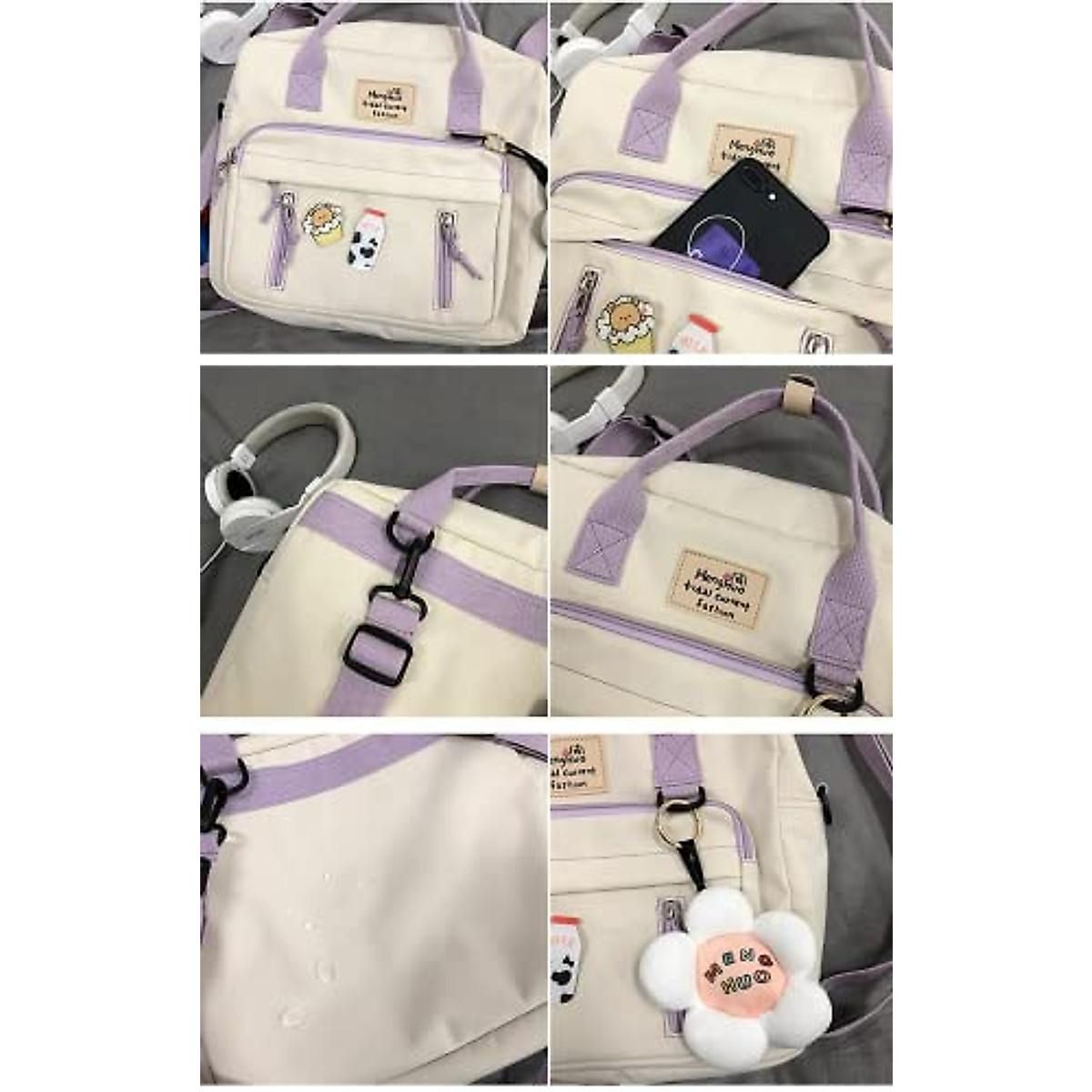 Kawaii Crossbody Purse for Girl Tote Indie Backpack School Japanese Asthetic Backpack INS Messenger Bag Kawaii Backpack Prime (black)