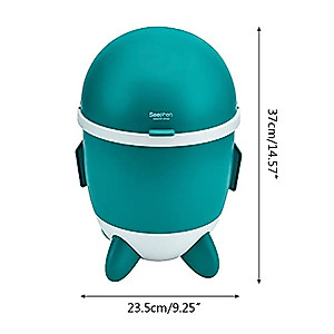 Beerty Trash Can - Creative Rocket Trash Can Household Rubbish Bin Plastic Storage Bins for Kitchen Bathroom Living Room Office Grey, approx.23.5x37cm9.25x14.57in