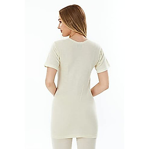 WoolCo. Merino Wool Undershirt for Women, Tunic Length T-Shirt Top | 185 Lightweight Base Layer, Thermal Underwear (X-Large)