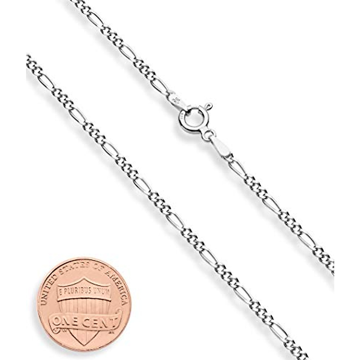 Miabella Solid 925 Sterling Silver Italian 2.3mm Diamond-Cut Figaro Link Chain Necklace for Women Men, Made in Italy (Length 20 Inches)