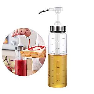 Yardwe Empty Ketchup Bottles Pump Bottle Dispenser Food Storage Jars Glass Pump Dispenser Empty Squeeze Bottle Pepper Sauce Bottles Sauce Squeeze Bottle Dressing Household White re-usable