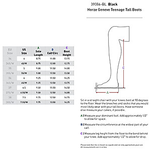 HORZE Geneve Young Rider Tall Boots - Black - 6S/XW