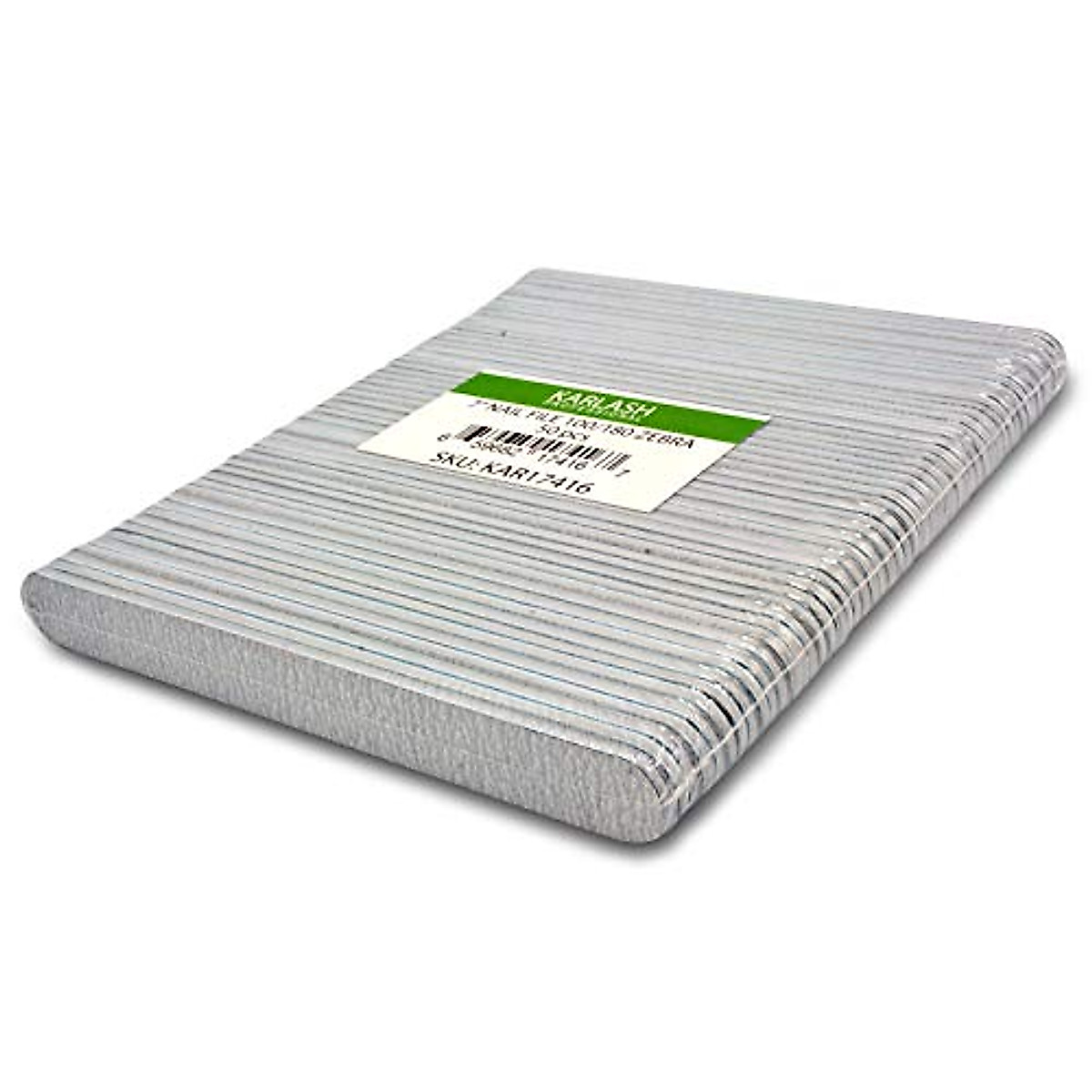 Karlash Professional Double Sided Emery Board 7" Zebra Nail File 100/180 (50 Pieces)